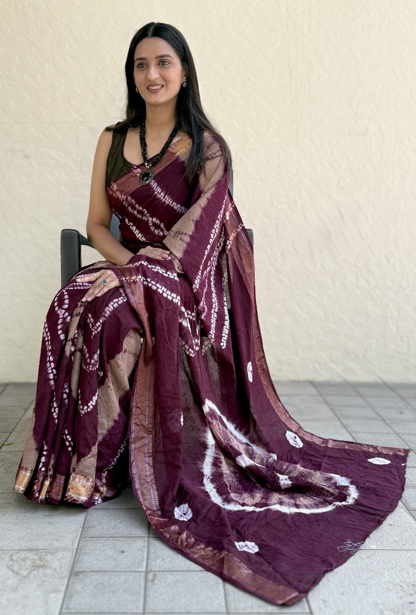 Mulmul Cotton Hand Shibori Chiku Saree – Kayabandh